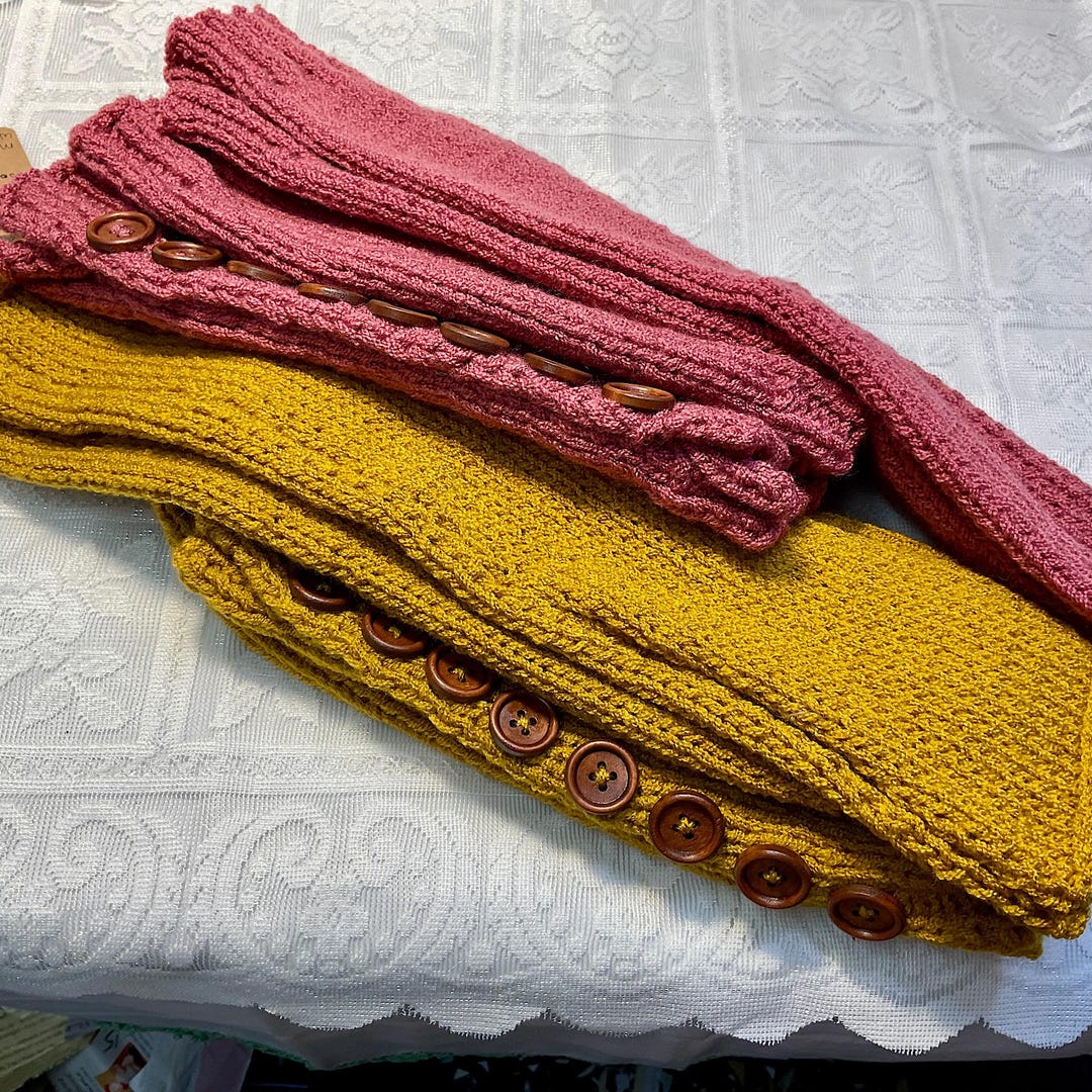 Hand Knit Acrylic Spats & Fingerless Gloves Set - Etsy