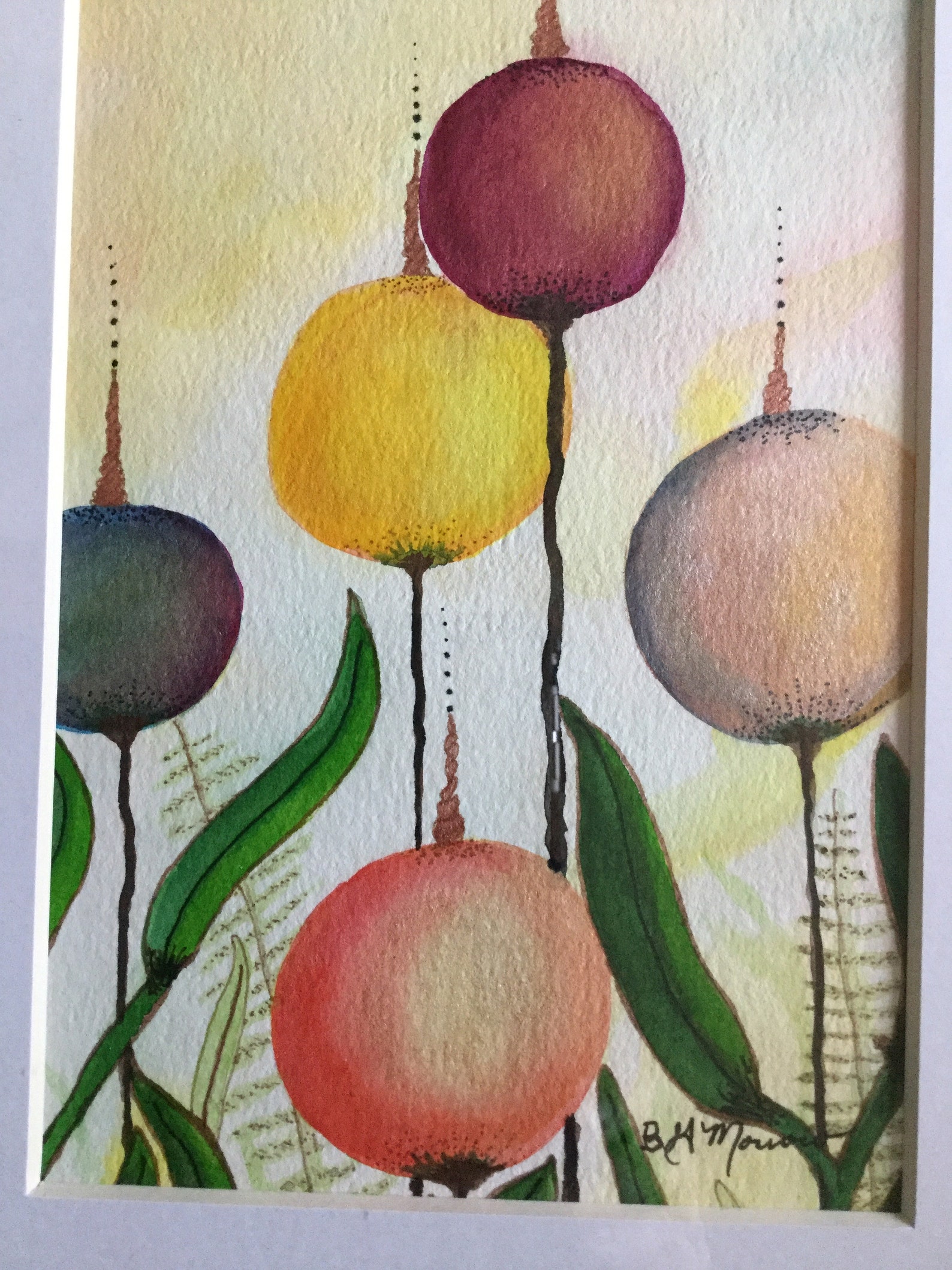 POPPY PODS Original Painting Watercolor Abstract Art B G Morrow - Etsy