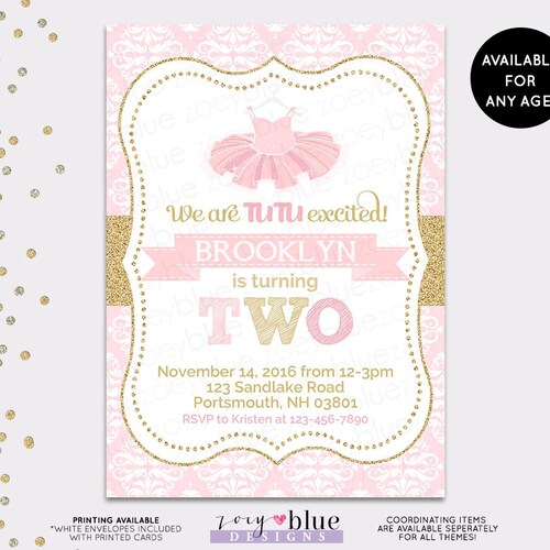 PRINTABLE Birthday Party Invitation Tutu Cute Ballerina - Etsy