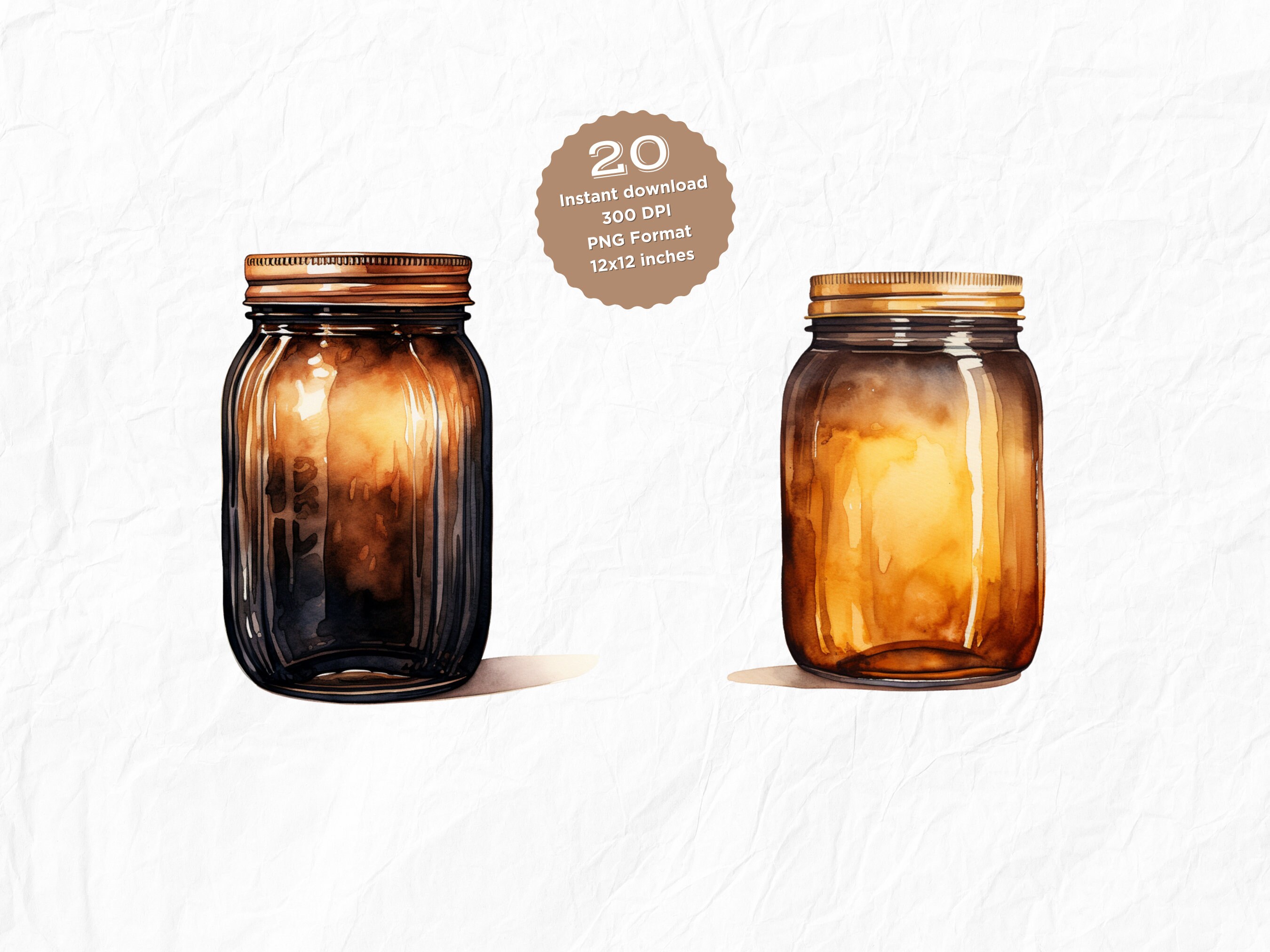 Colorful Glass Jars Clipart Set - 20 PNG Images, Transparent Background ...