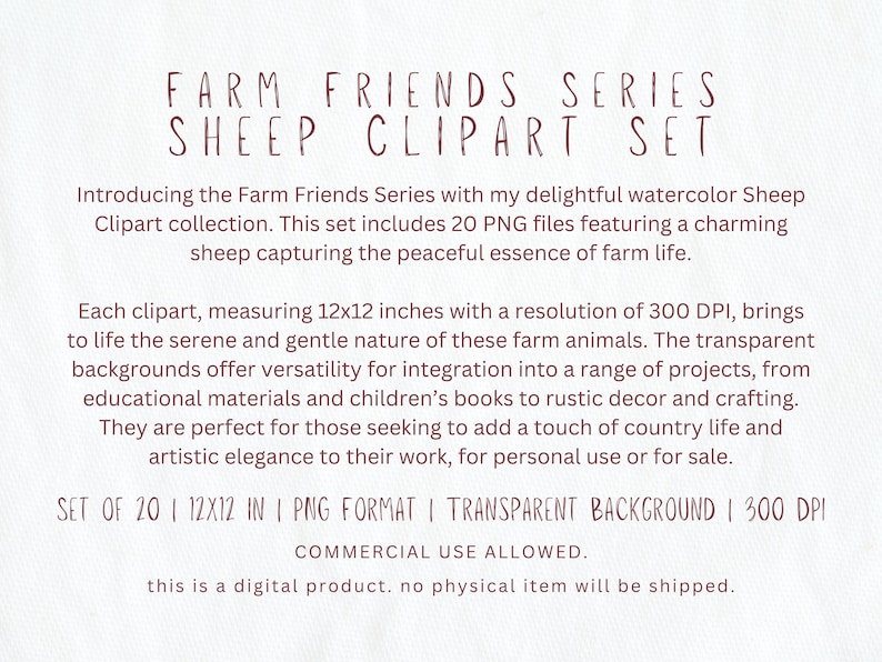 Watercolor Sheep Clipart - 20 PNG Files, 12x12 Inches, 300 DPI ...