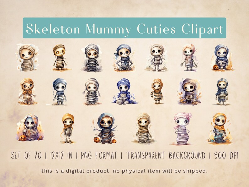 Creepy Cuties Clipart Bundle Collection - 60 PNG Files, Transparent ...