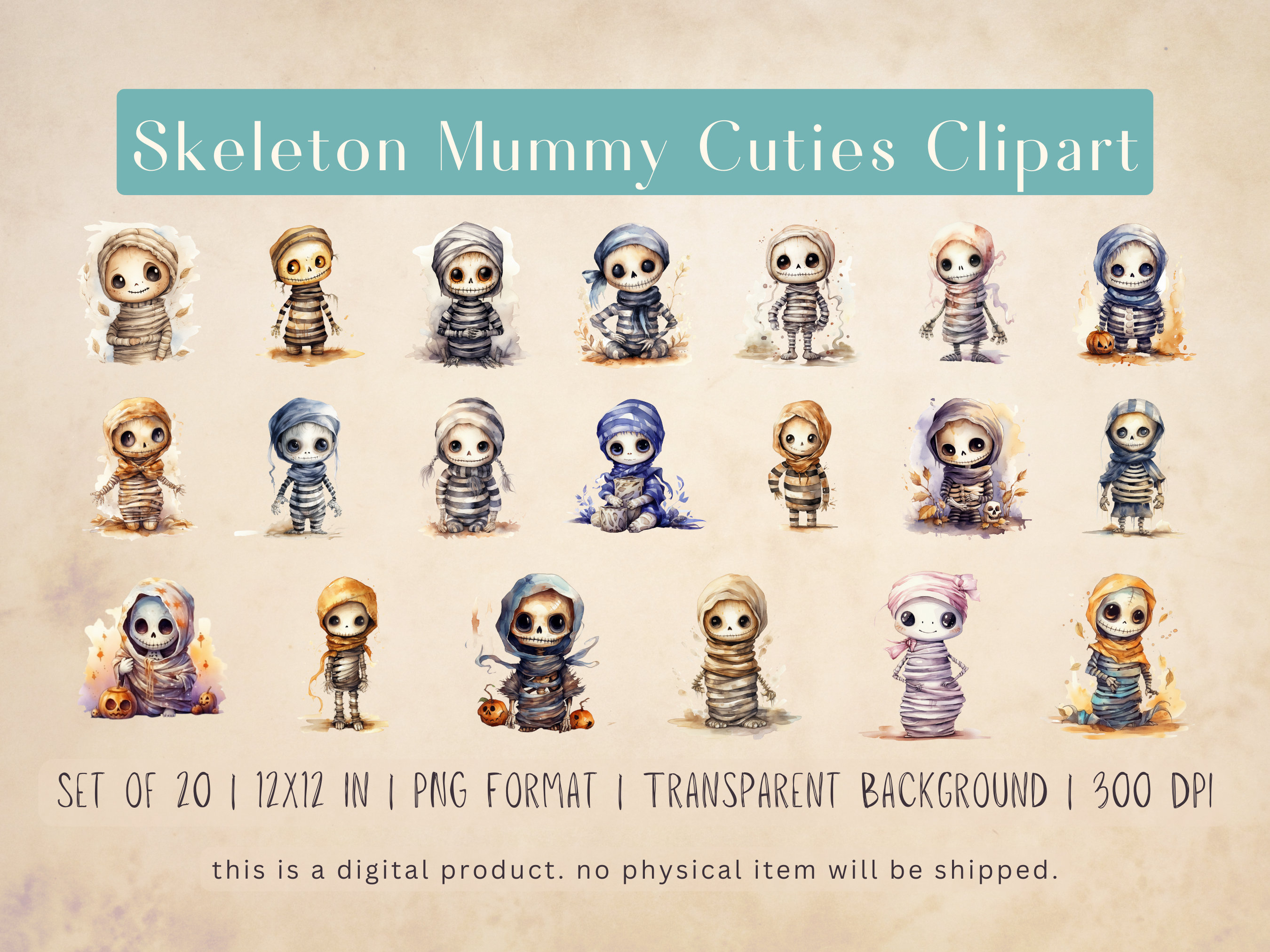 Creepy Cuties Clipart Bundle Collection - 60 PNG Files, Transparent ...