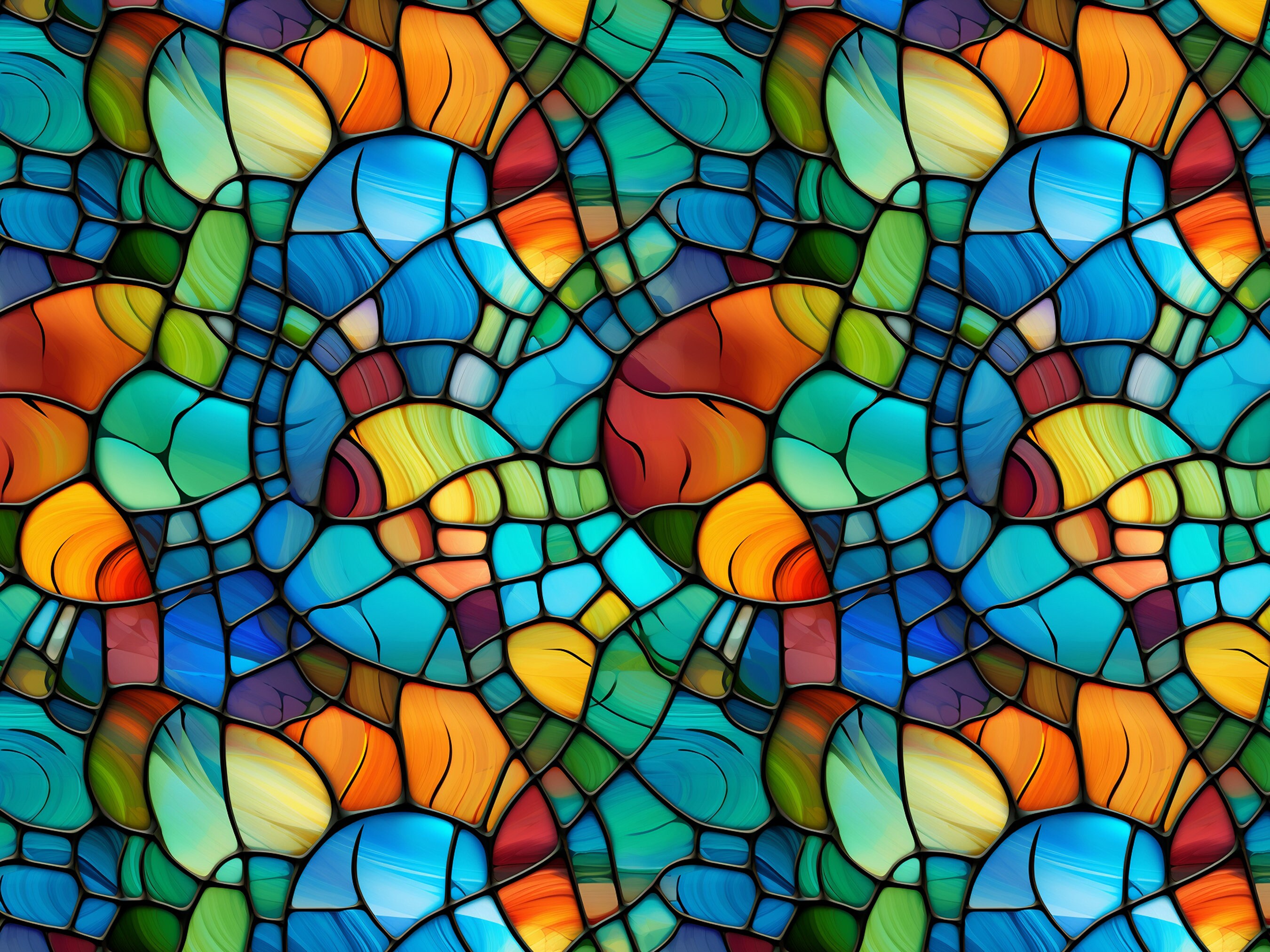 20 Seamless Abstract Patterns, Stained Glass Kaleidoscope, JPG Format ...