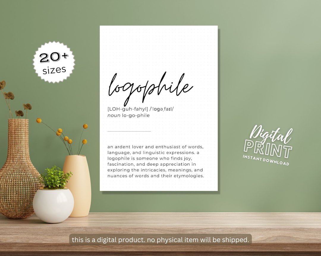 Logophile Word Art - Printable Wall Art, Instant Download, Typography ...