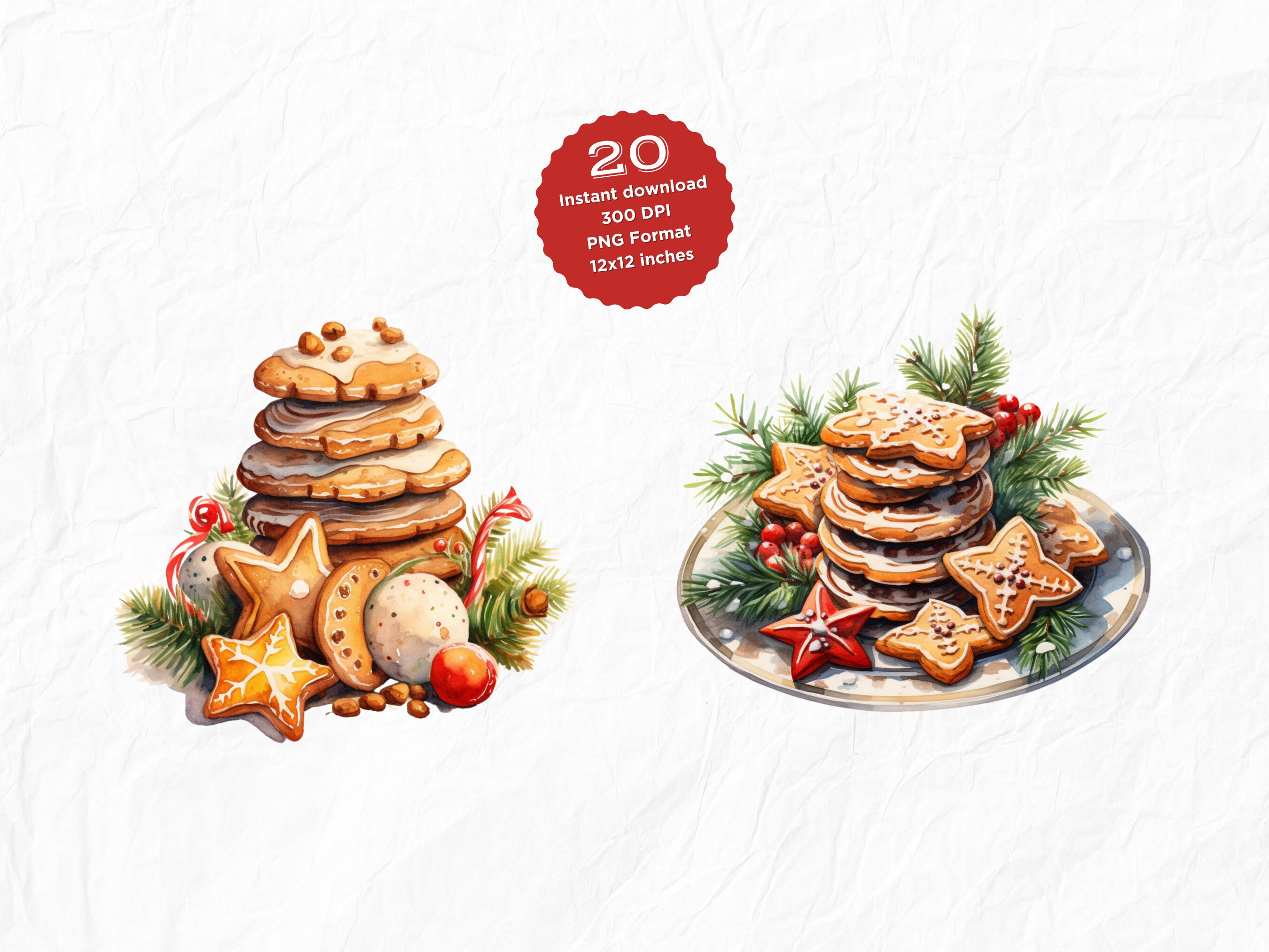 Christmas Cookies Watercolor Clipart Set 20 Pngs - Etsy