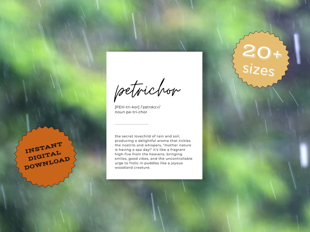 Petrichor Definition Wall Art - Instant Download - Typography Print - Etsy