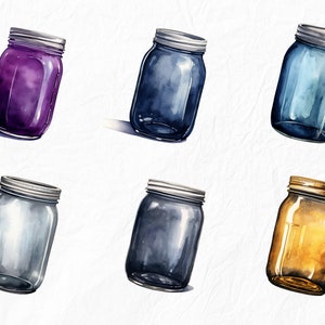 Colorful Glass Jars Clipart Set - 20 PNG Images, Transparent Background ...