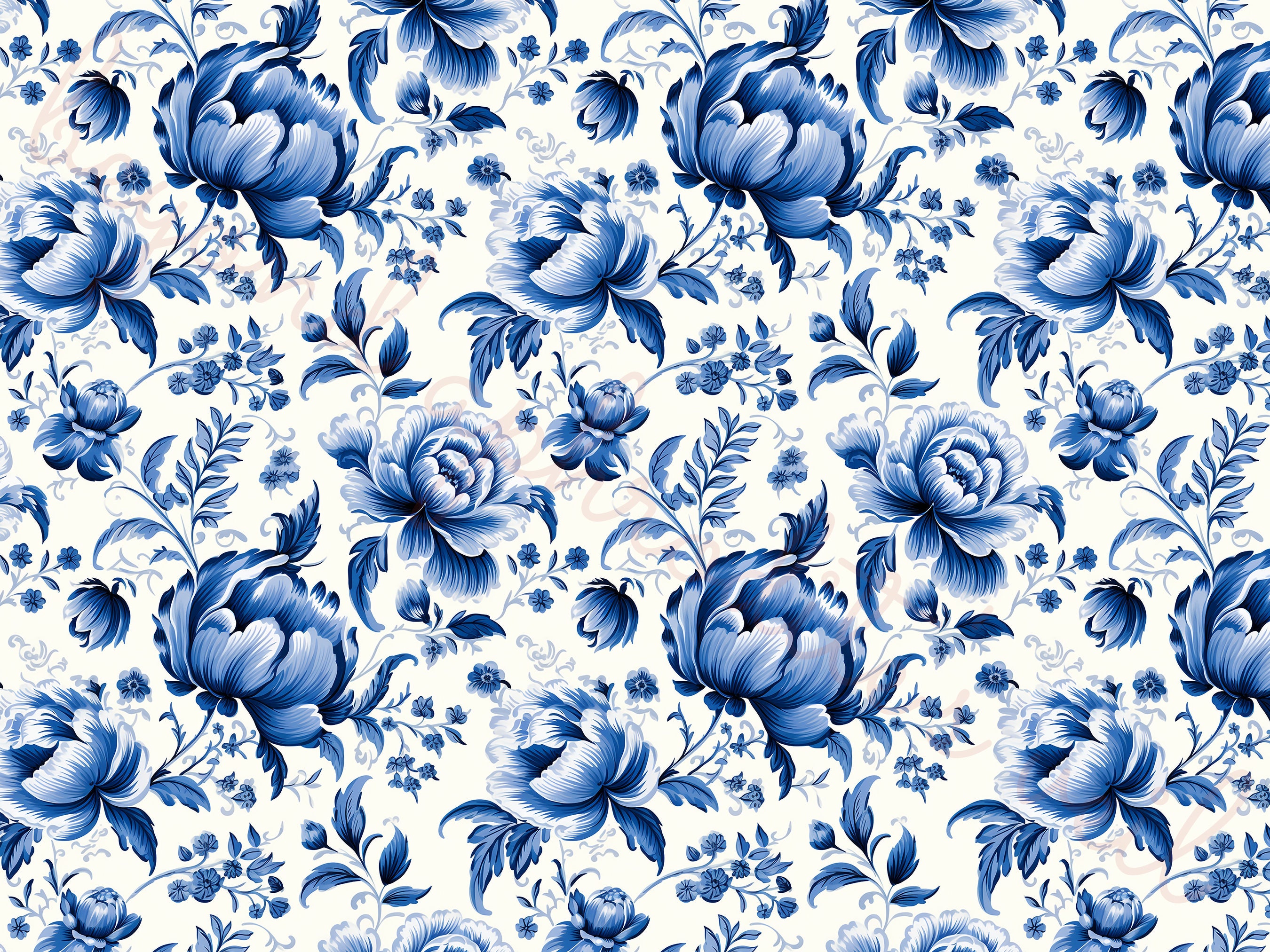 Floral Delft Blue Seamless Patterns - 20 Blue & White Jpgs, 12x12 ...