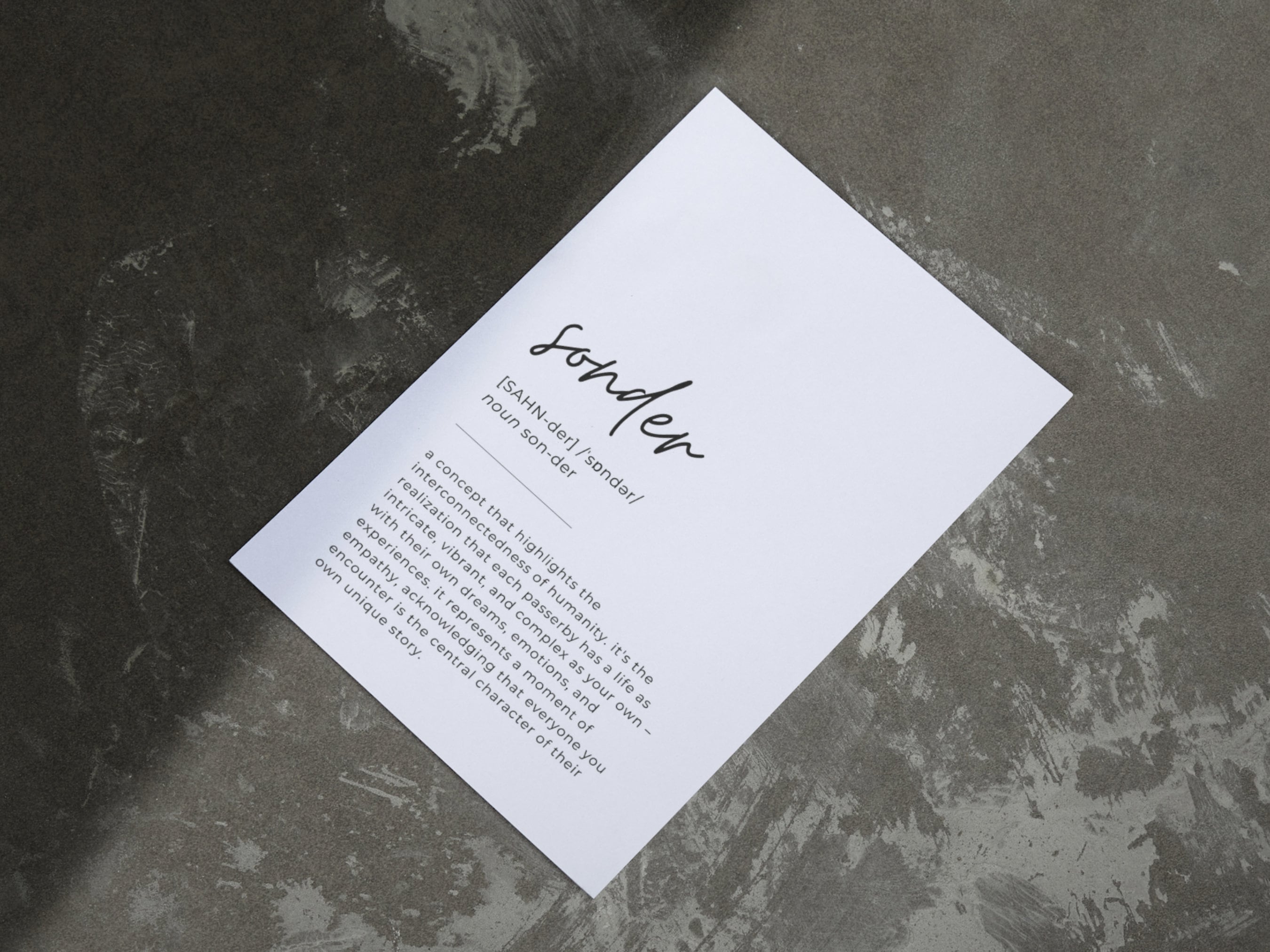 Sonder Definition Typography Art - Black & White Instant Download - Etsy