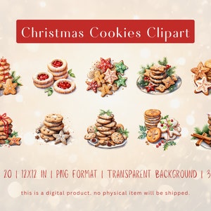 Christmas Cookies Watercolor Clipart Set - 20 Pngs, Transparent ...