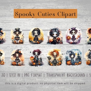 Spooky Cuties Clipart Set - 20 PNG Files, Halloween Graphics, 300 DPI ...