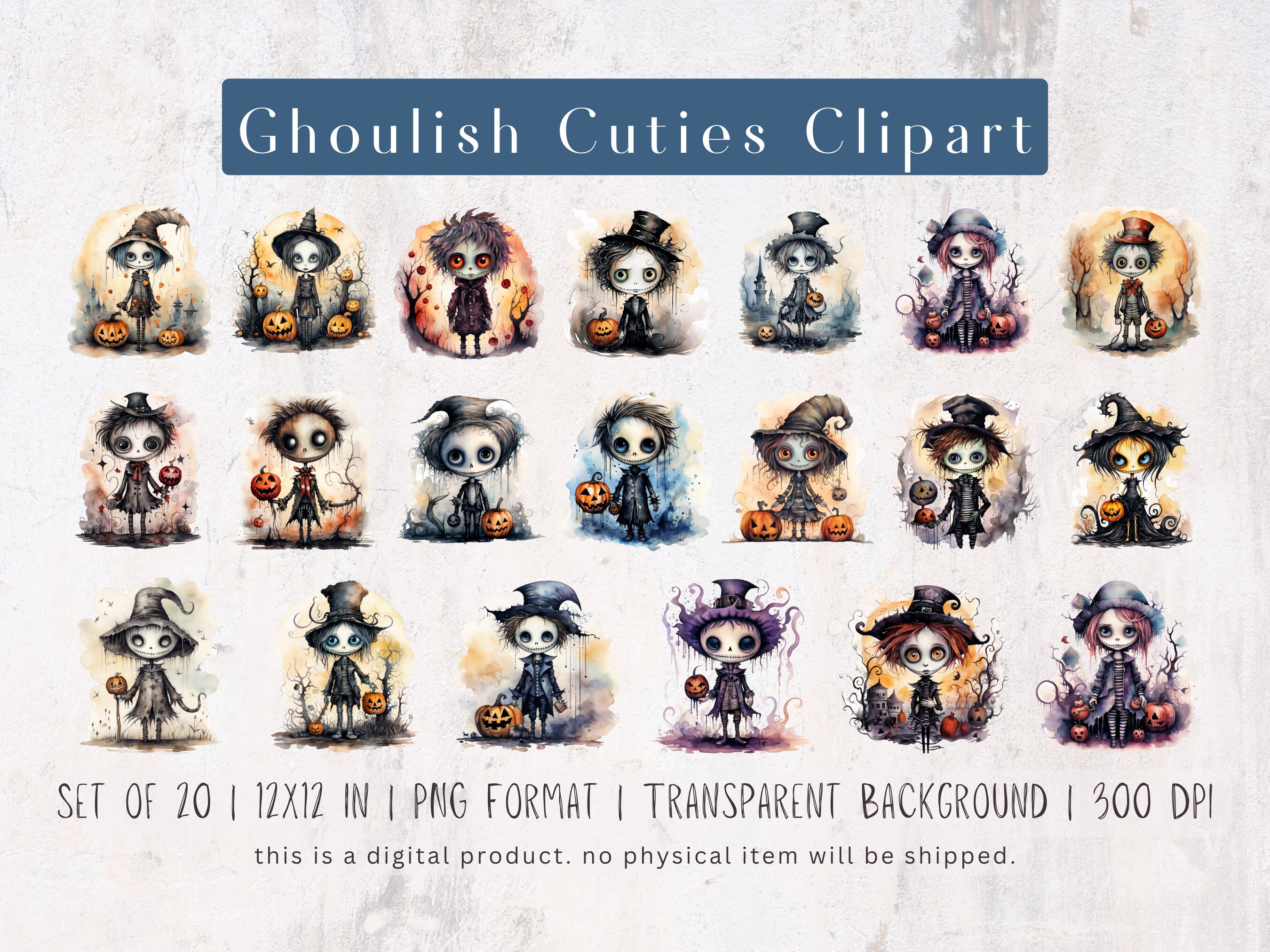 Creepy Cuties Clipart Bundle Collection 60 PNG Files, Transparent ...