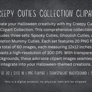 Creepy Cuties Clipart Bundle Collection - 60 PNG Files, Transparent ...