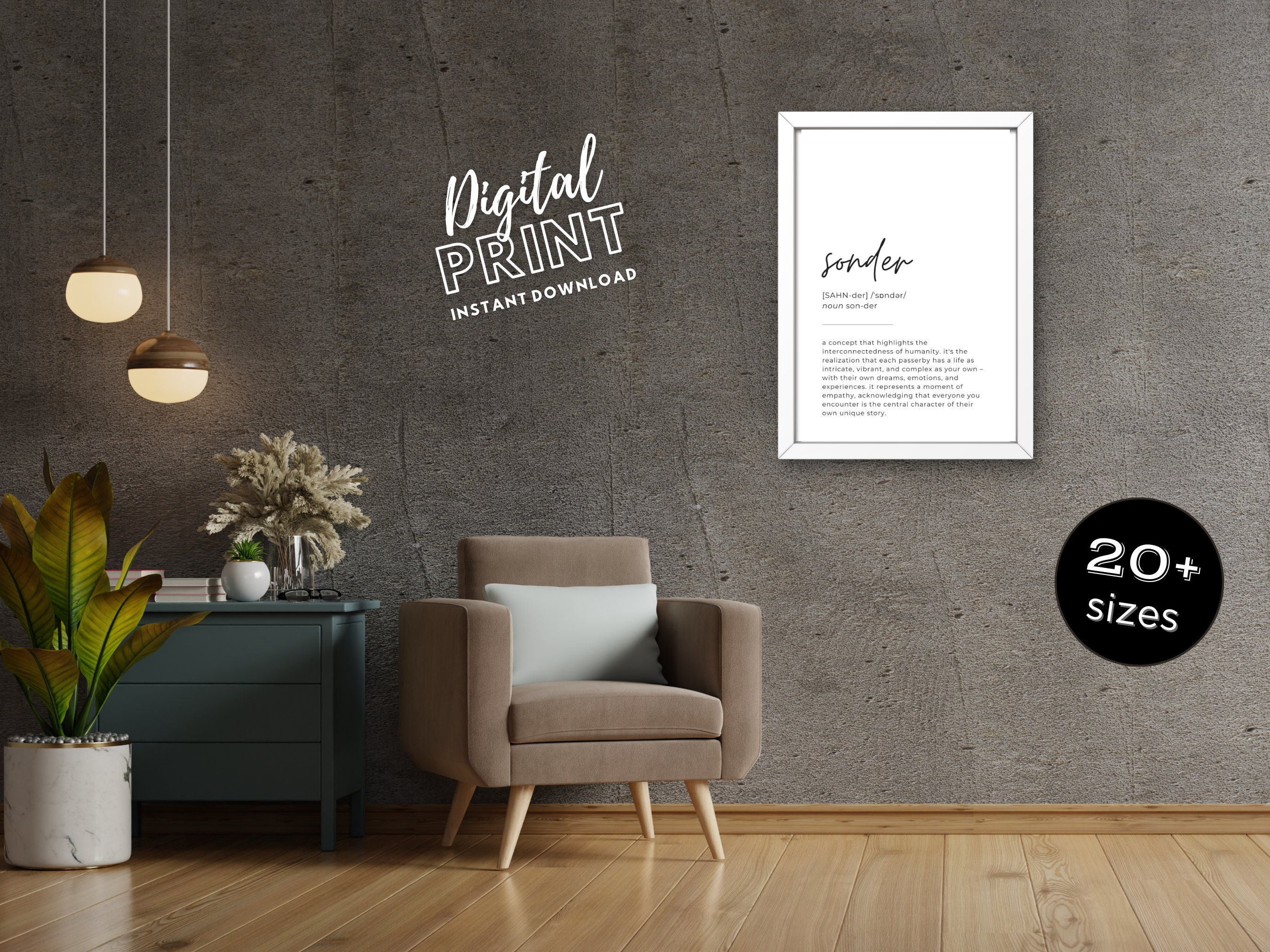 Sonder Definition Typography Art Black & White Instant Download - Etsy