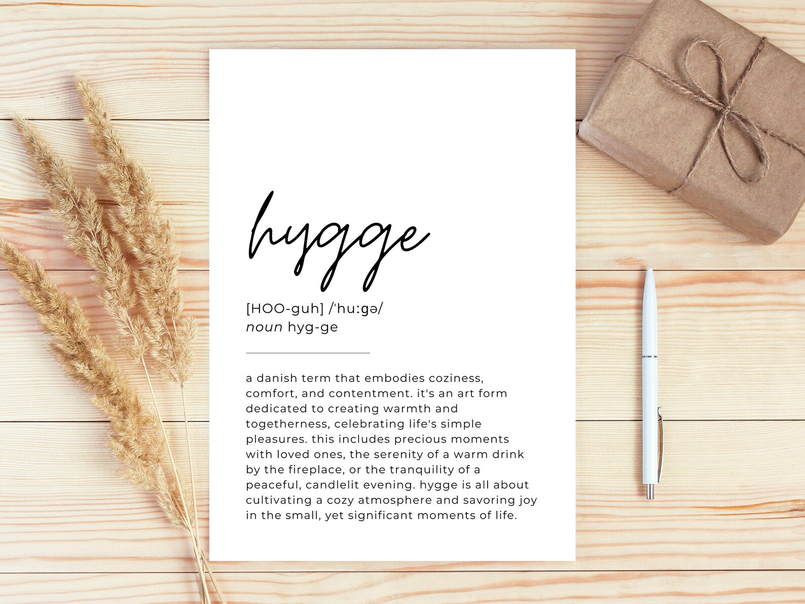 Hygge Definition Printable Wall Art - Black & White, Instant Download, Cozy Decor - Etsy