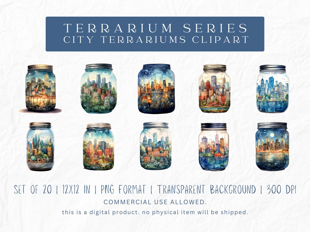 City Terrariums Clipart Set - 20 PNG Images, Transparent Background ...