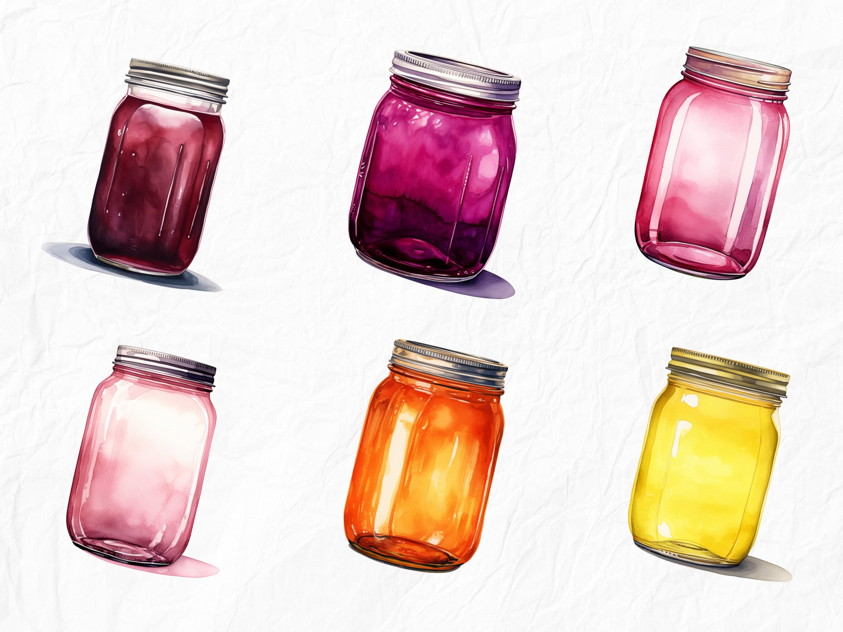 Colorful Glass Jars Clipart Set - 20 PNG Images, Transparent Background ...