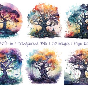 Magical Witchy Trees Clipart Set - 20 PNG Files, 12x12 Inches, 300 DPI ...