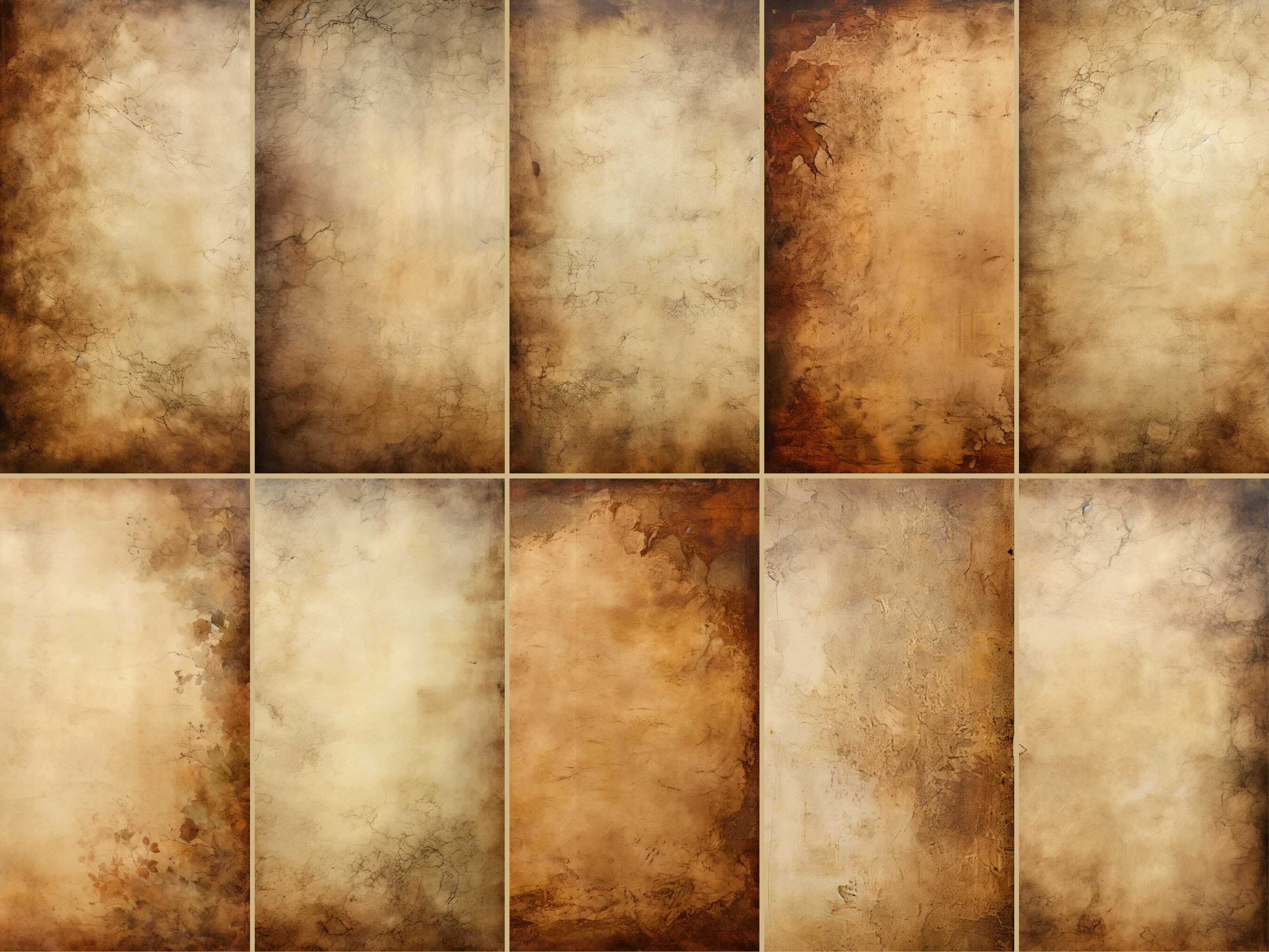 Vintage Parchment Junk Journal Pages - 20 Printable 8.5x11" Jpgs, 300 ...