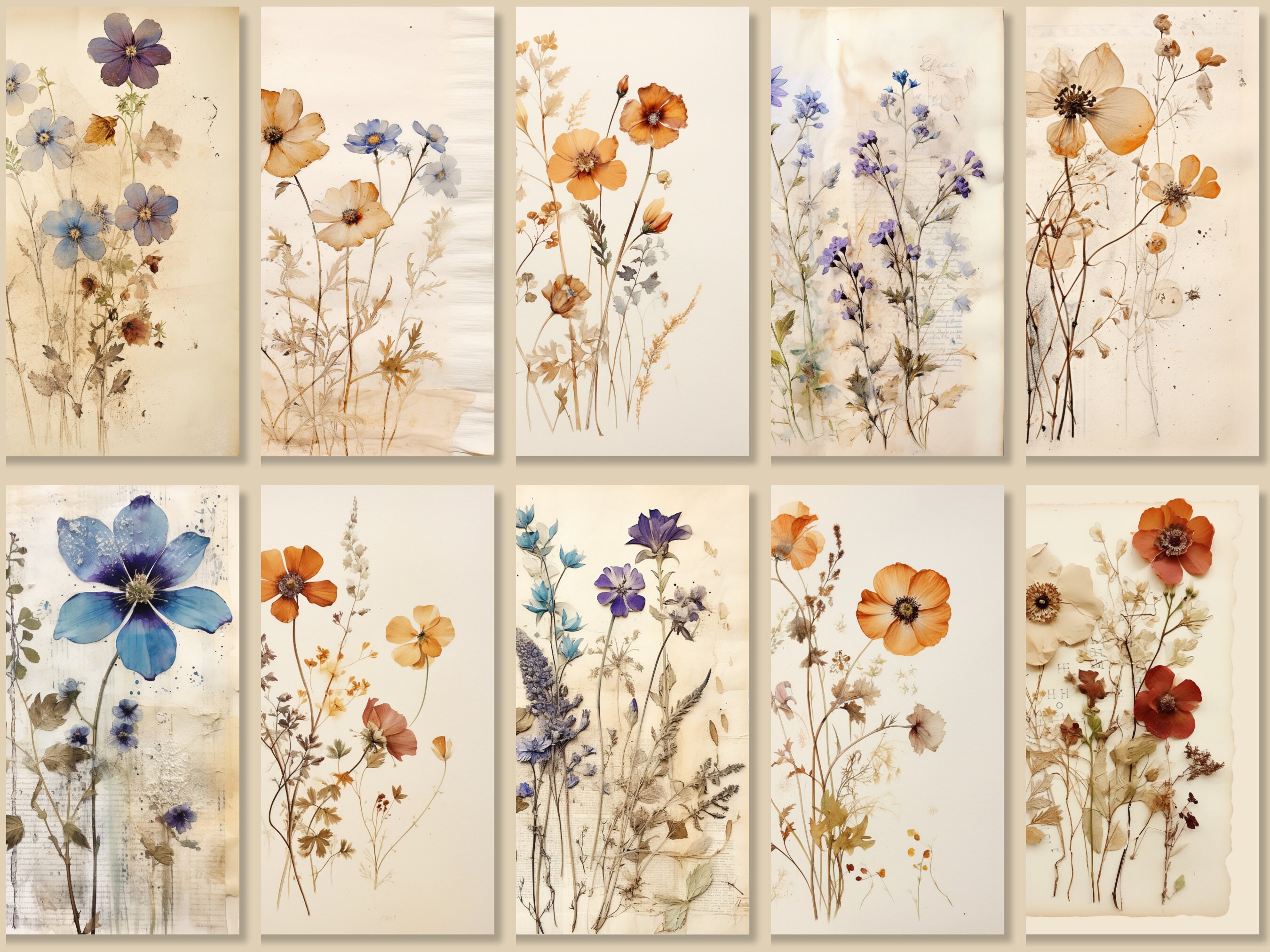 Pressed Flowers Printable: Botanical Journal Pages (digital Download ...