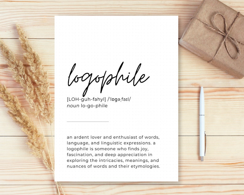 Logophile Definition Print: Word Lover Typography Art (digital Download ...