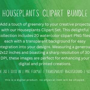 Watercolor Houseplants Clipart Set - 20 PNG Files, 300 DPI - Indoor ...