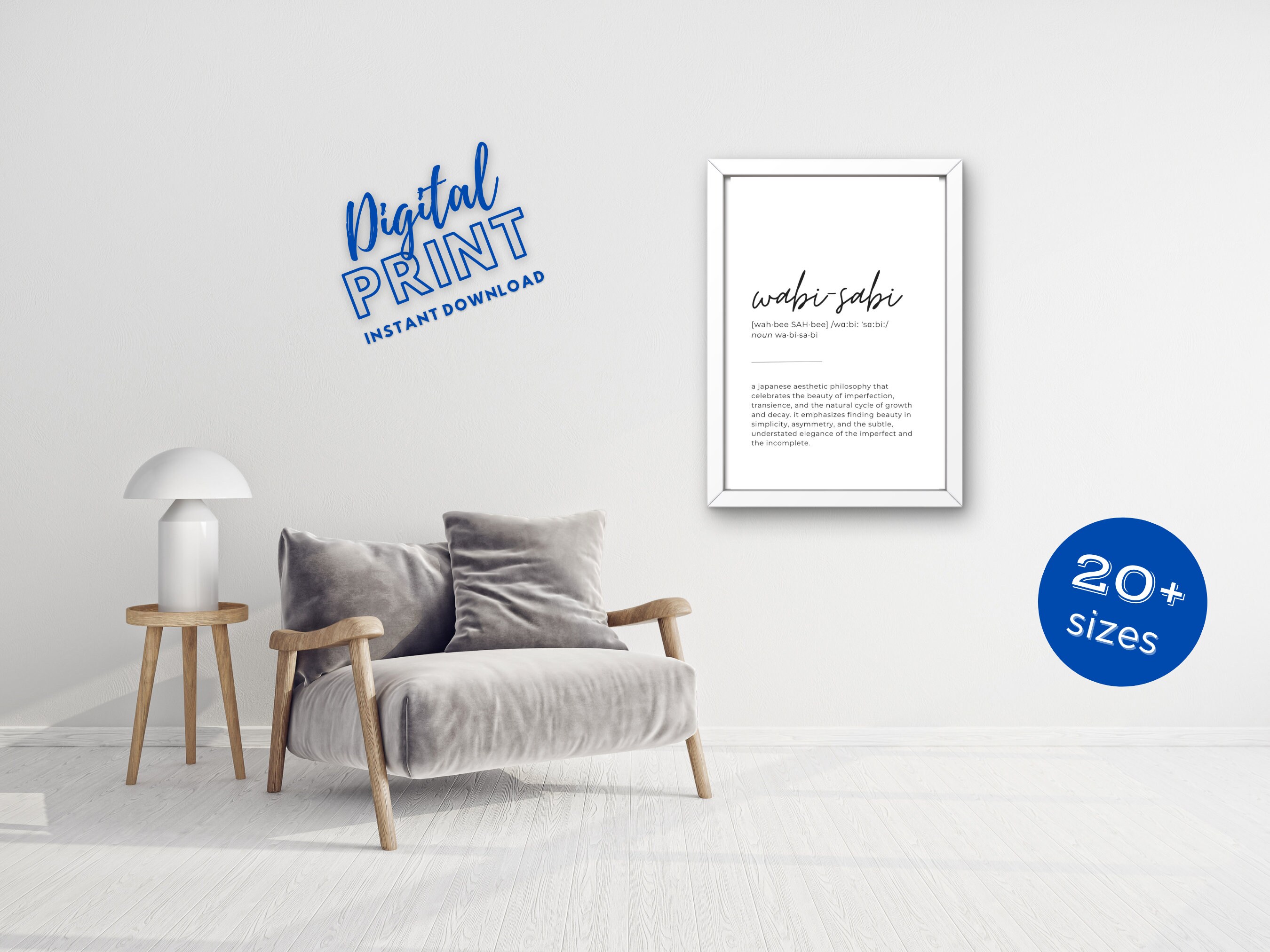 Wabi-sabi | Black & White Definition Wall Art | Printable Typography ...