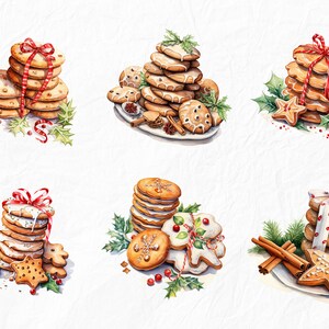 Christmas Cookies Watercolor Clipart Set 20 Pngs, Transparent ...