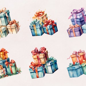 Watercolor Holiday Gift Boxes Clipart – 20 PNG Images (digital Download ...
