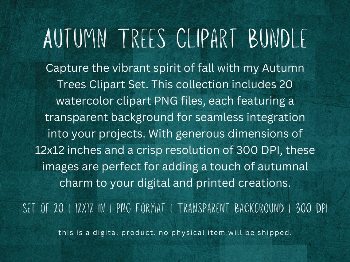 Autumn Trees Watercolor Clipart Set - 20 PNG Files, 300 DPI - Fall ...
