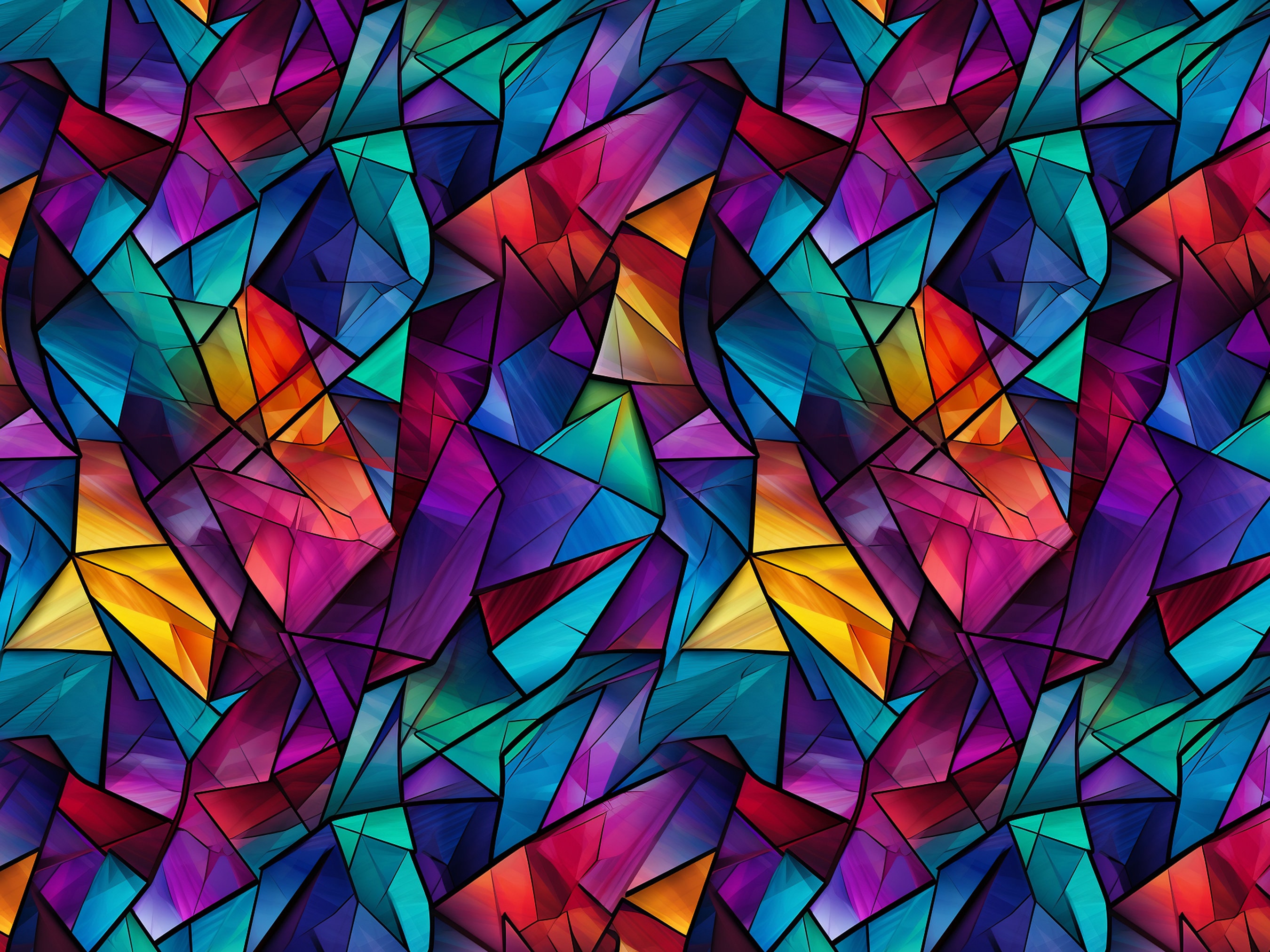 20 Seamless Abstract Patterns, Stained Glass Kaleidoscope, JPG Format ...