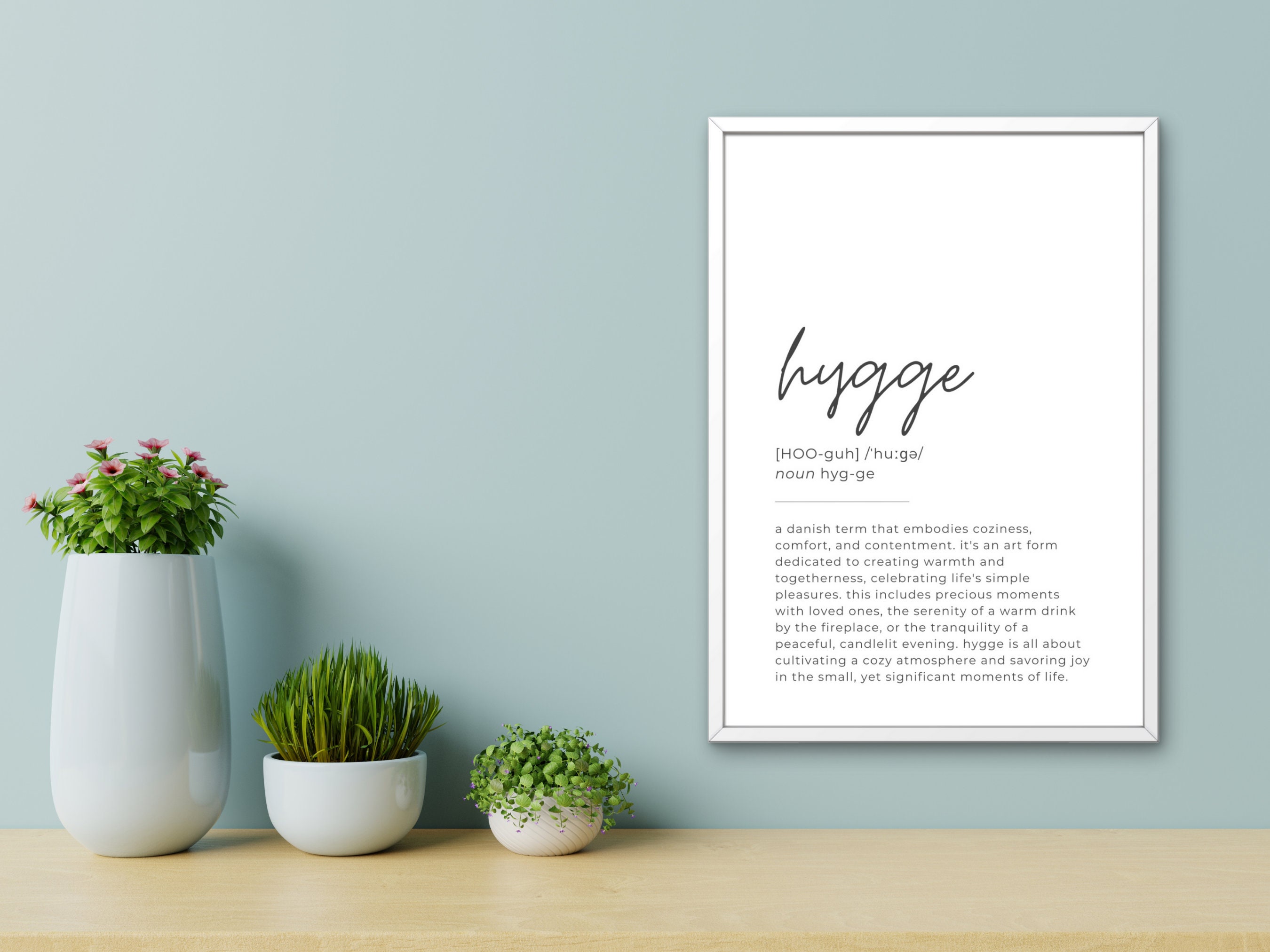 Hygge Definition Printable Wall Art - Black & White, Instant Download ...