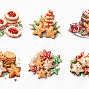 Christmas Cookies Watercolor Clipart Set 20 Pngs, Transparent ...