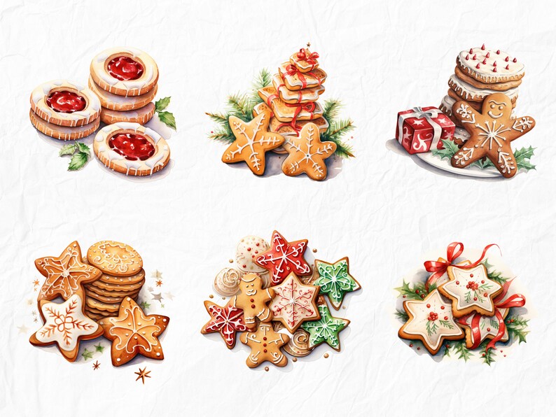 Christmas Cookies Watercolor Clipart Set 20 Pngs - Etsy