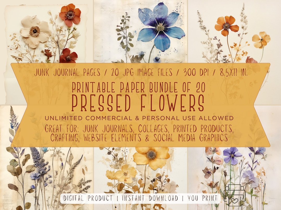 Pressed Flowers Printable: Botanical Journal Pages (digital Download ...