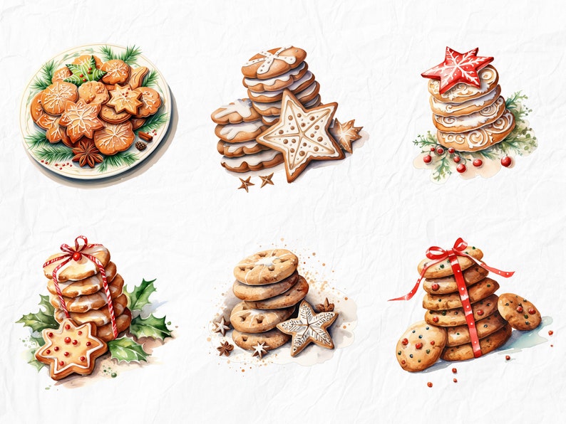 Christmas Cookies Watercolor Clipart Set 20 Pngs - Etsy