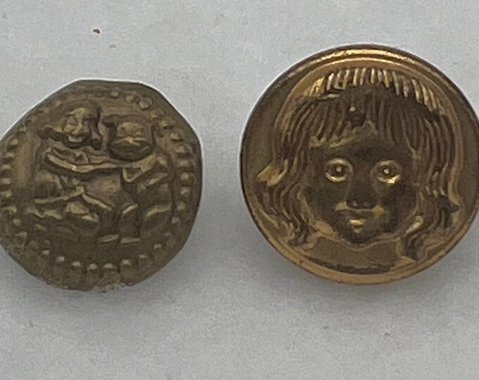 2 Brass Buster Brown Buttons 1920s - Etsy