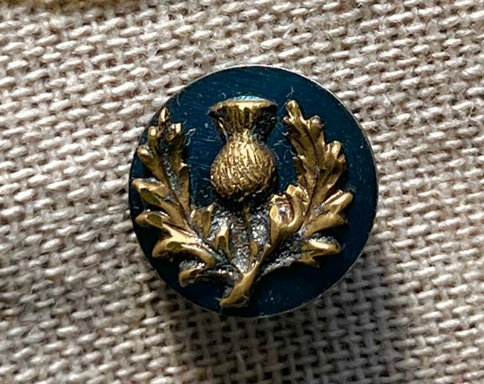 Scottish Thistle Button Brass and Tinted Steel - Etsy
