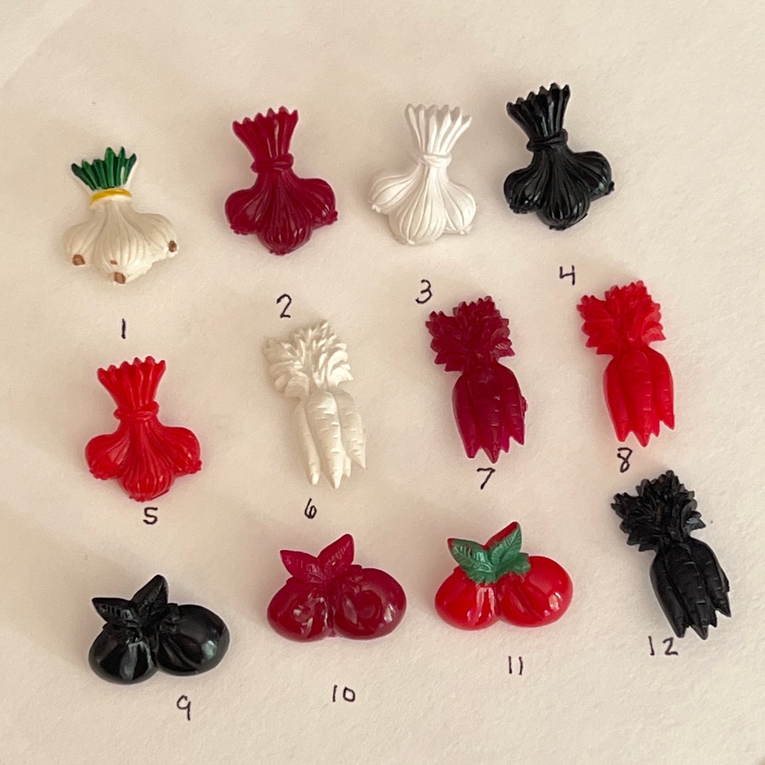 Vintage 50s Vegetable Buttons - Etsy