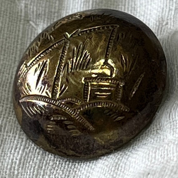 Antique Brass Engraved Button - Etsy
