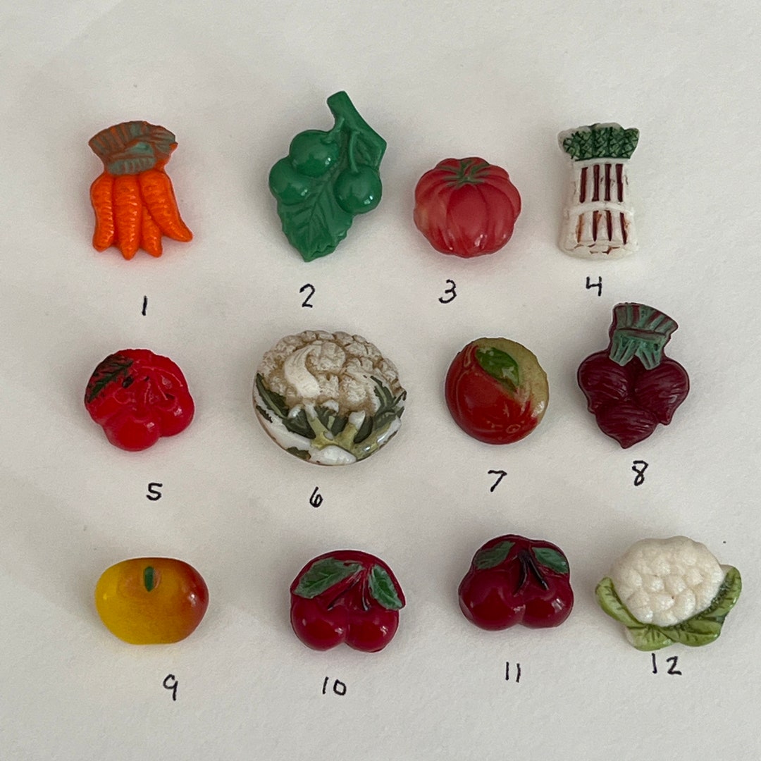 Vintage Glass Fruit and Veggie Buttons - Etsy