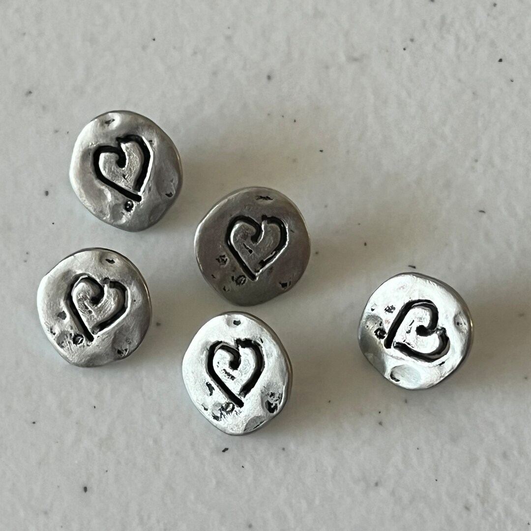 5 Metal Heart Buttons Set - Etsy