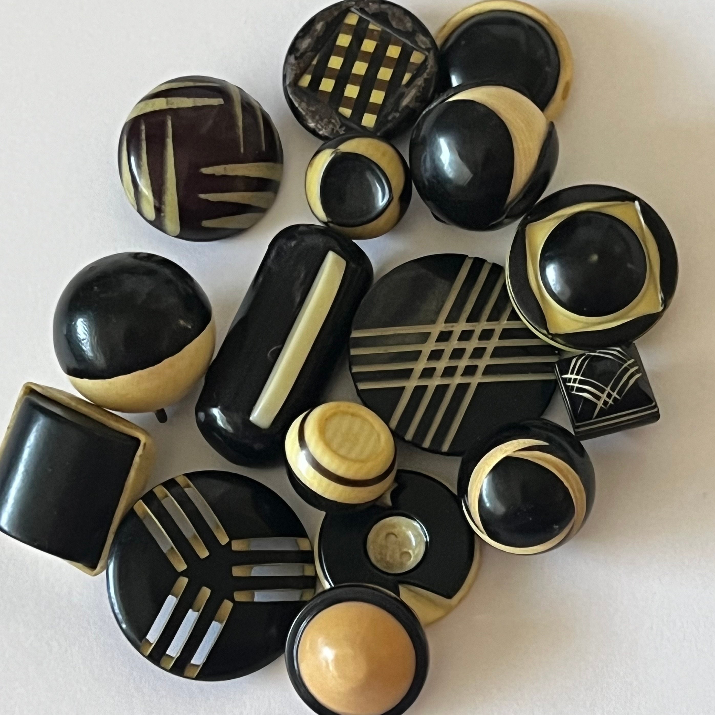 1930s Vintage Black and White Deco Celluloid Buttons French - Etsy