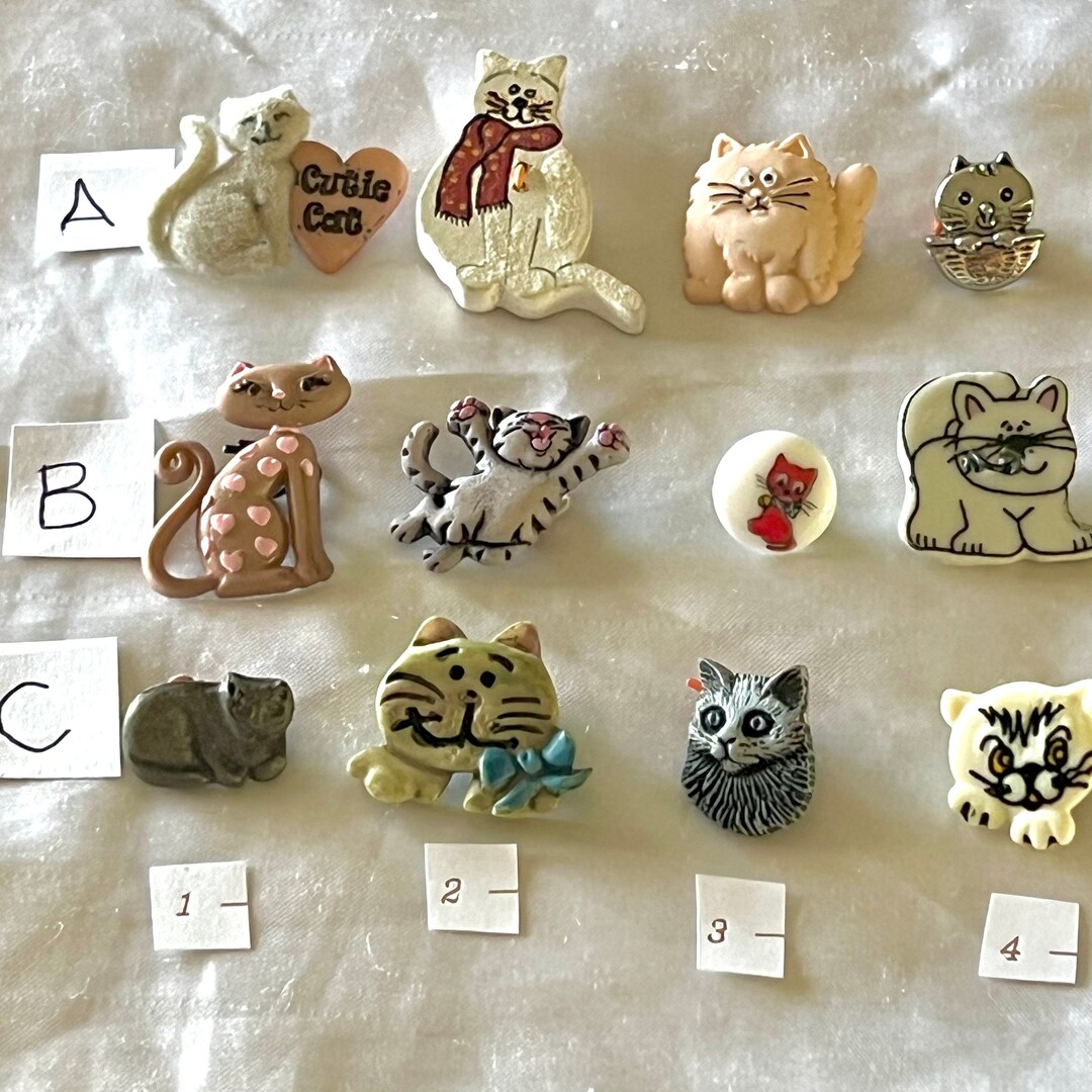 Silly Cat Buttons You Choose - Etsy