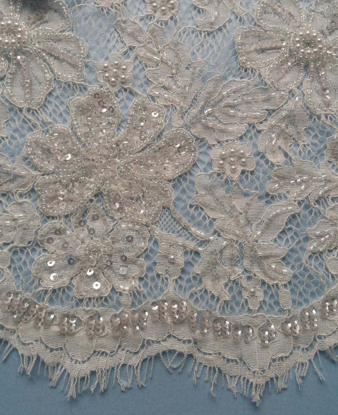 Hand Beaded Luxury Ivory Lace Truly Ivory Sold per Yard. - Etsy