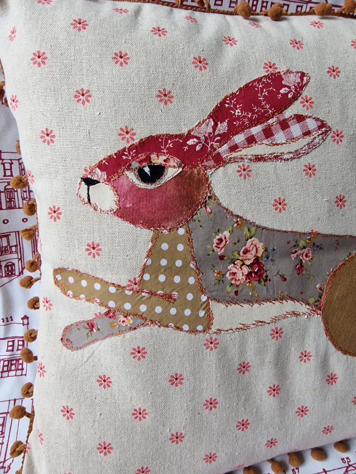 Handmade Applique Leaping Hare Cushion Covers - Etsy UK
