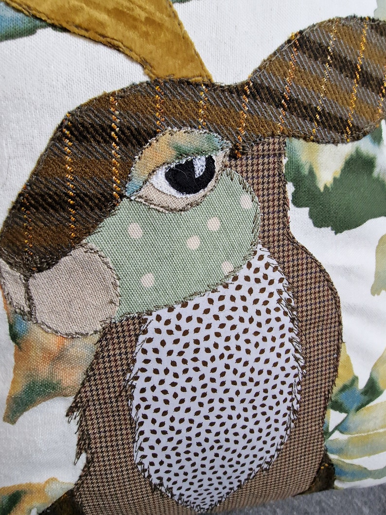 Country Hare Handmade Applique Cushion Cover - Etsy UK