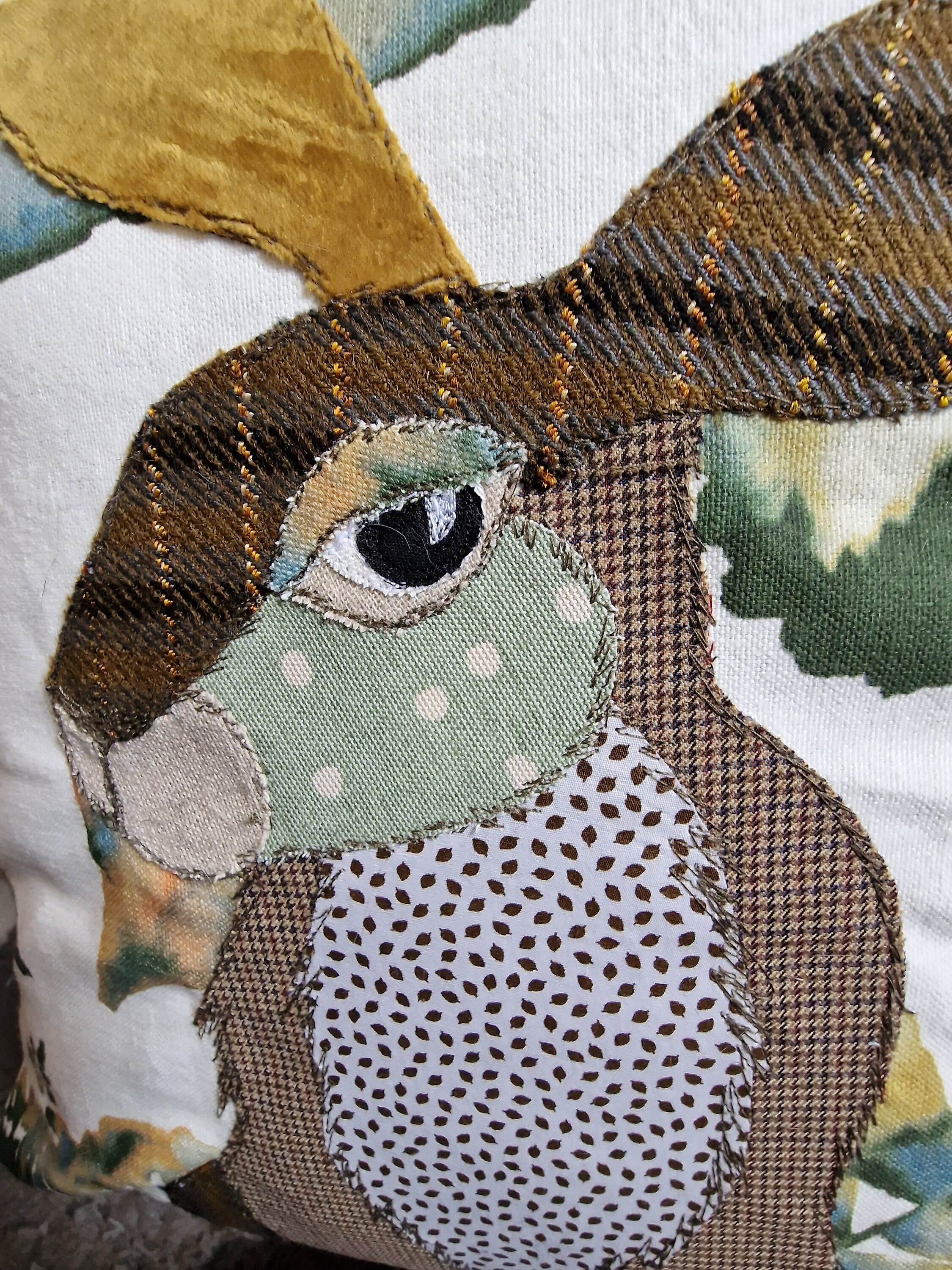 Country Hare Handmade Applique Cushion Cover - Etsy UK