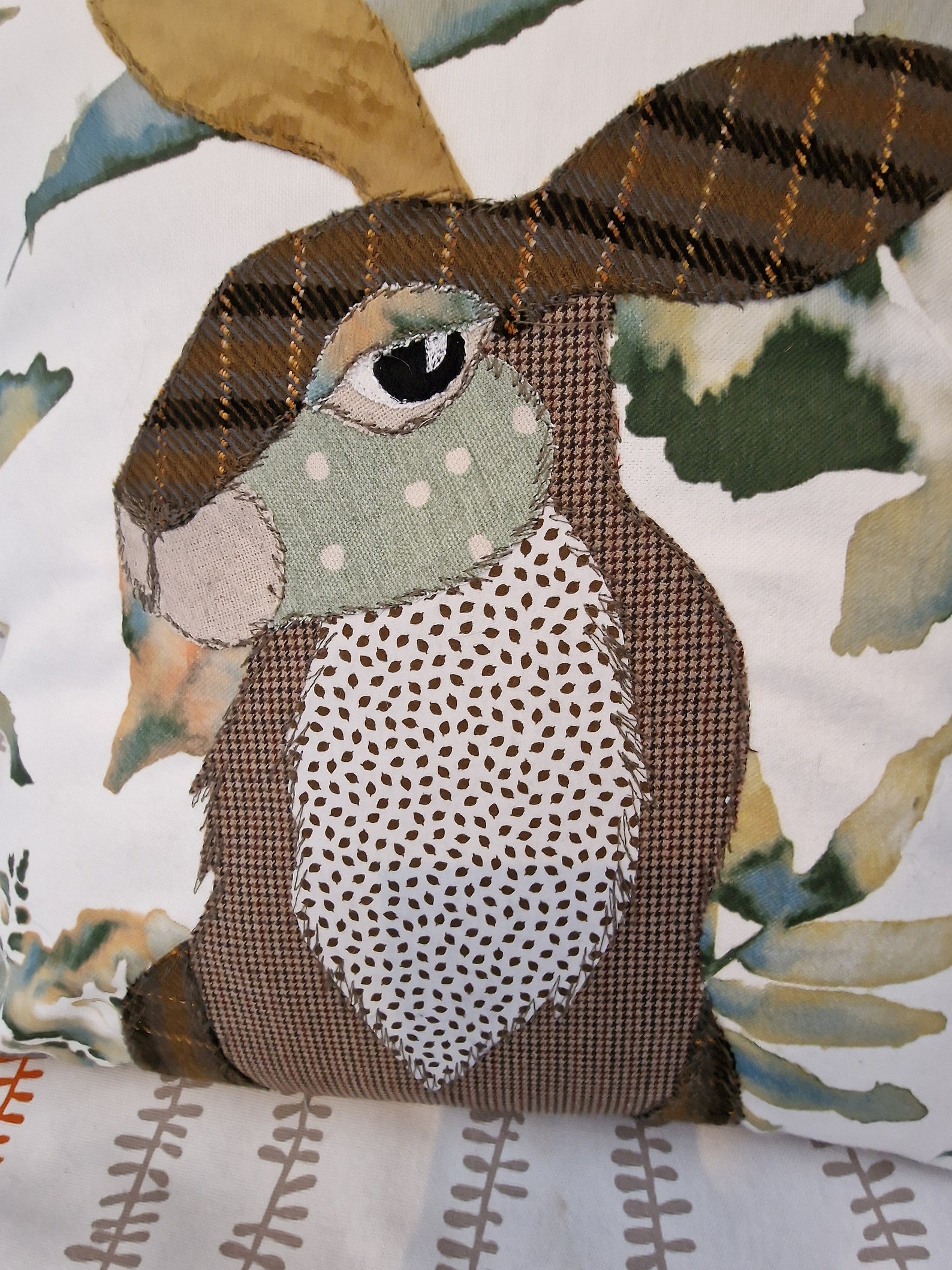 Country Hare Handmade Applique Cushion Cover - Etsy UK